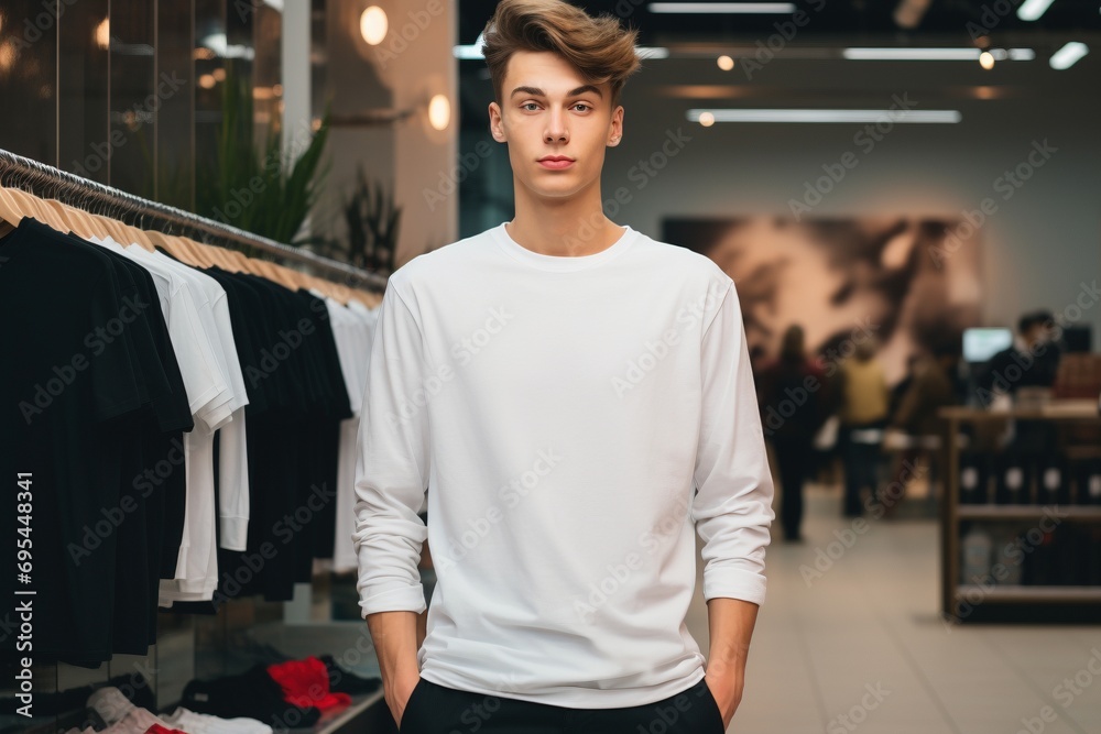 White Chic Presence: Vlogger Poses Stylishly in Front of an Upscale ...