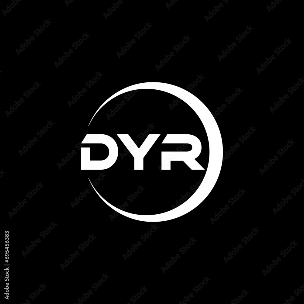 DYR letter logo design with black background in illustrator, cube logo ...