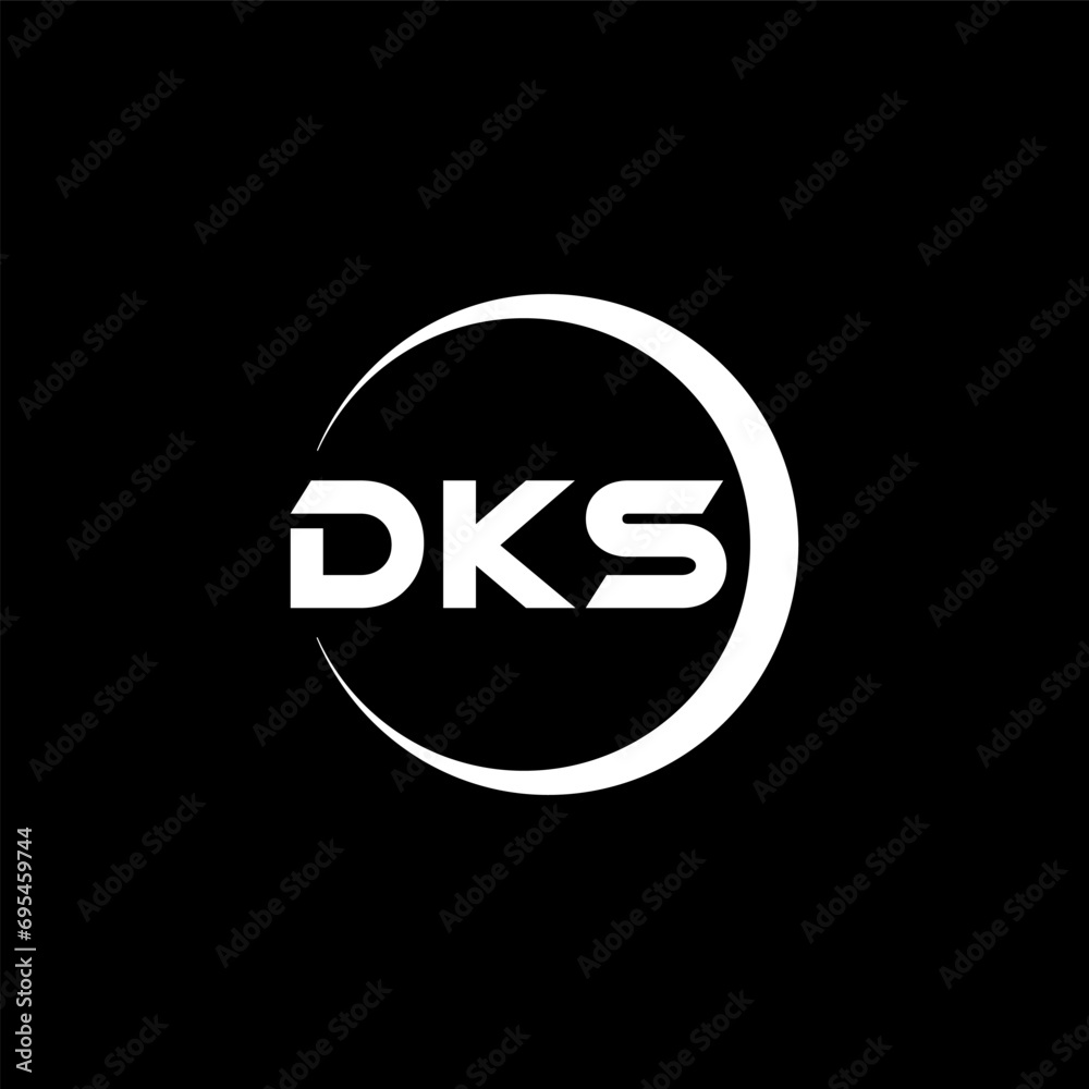 DKS letter logo design with black background in illustrator, cube logo ...