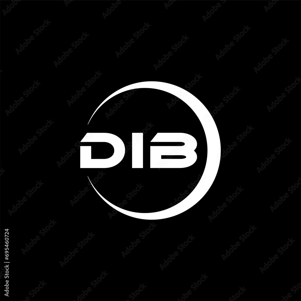 DIB letter logo design with black background in illustrator, cube logo ...
