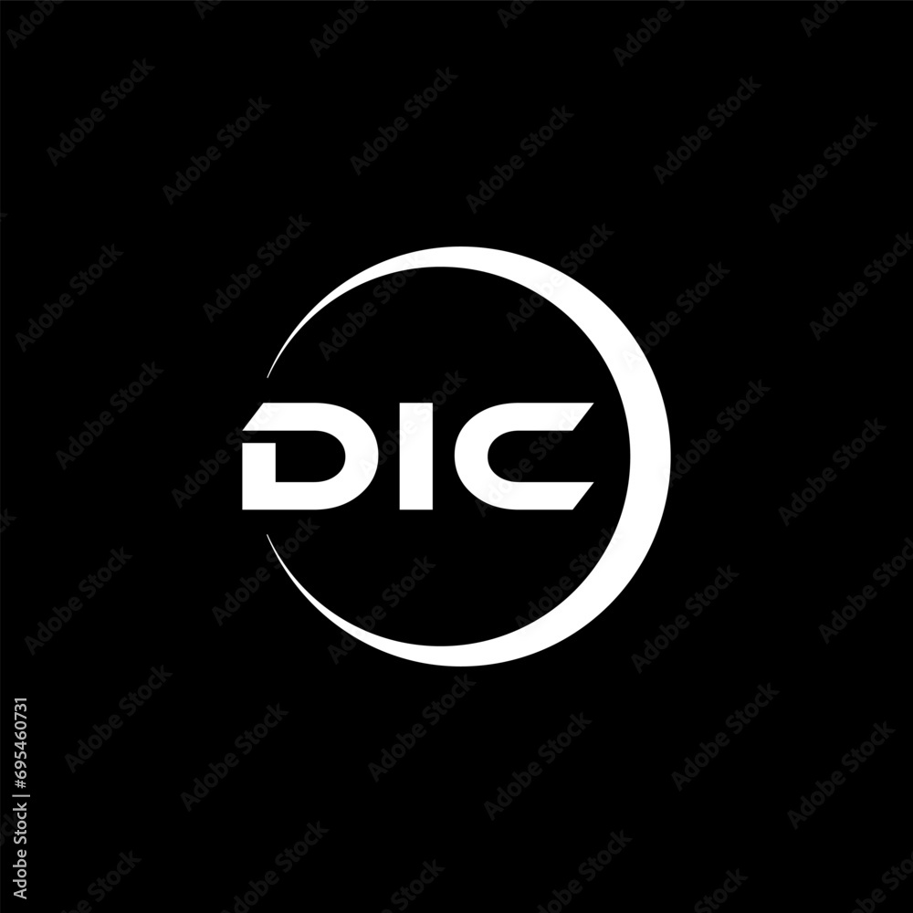 Vecteur Stock DIC letter logo design with black background in ...