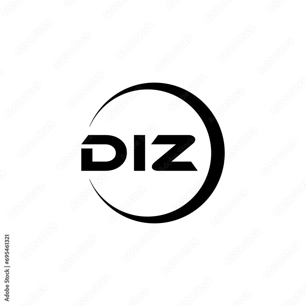 DIZ letter logo design with white background in illustrator, cube logo ...