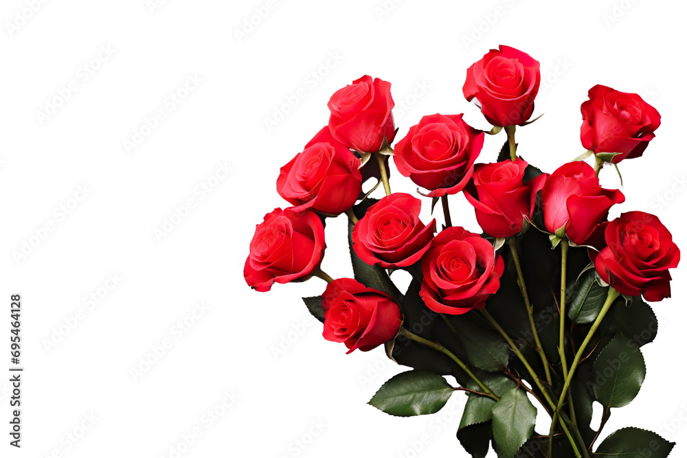Lovely pastel red rose bunch, floral border against white isolated ...