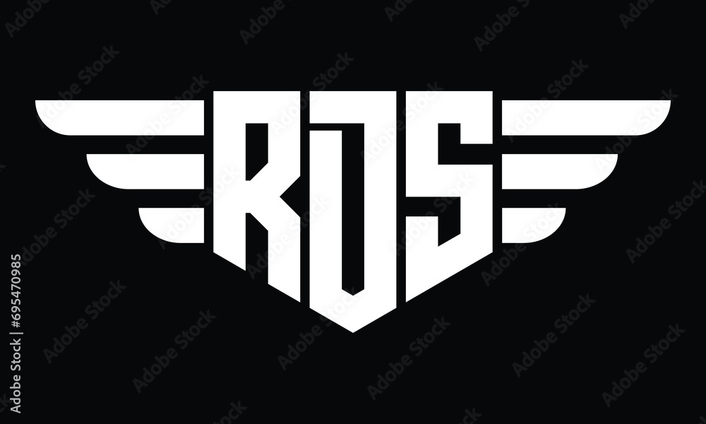 RDS three letter logo, creative wings shape logo design vector template ...