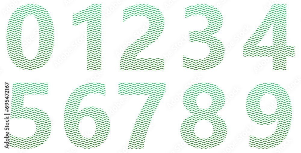 Set of green numbers isolated on white. Alphabet with numbers. Vector ...