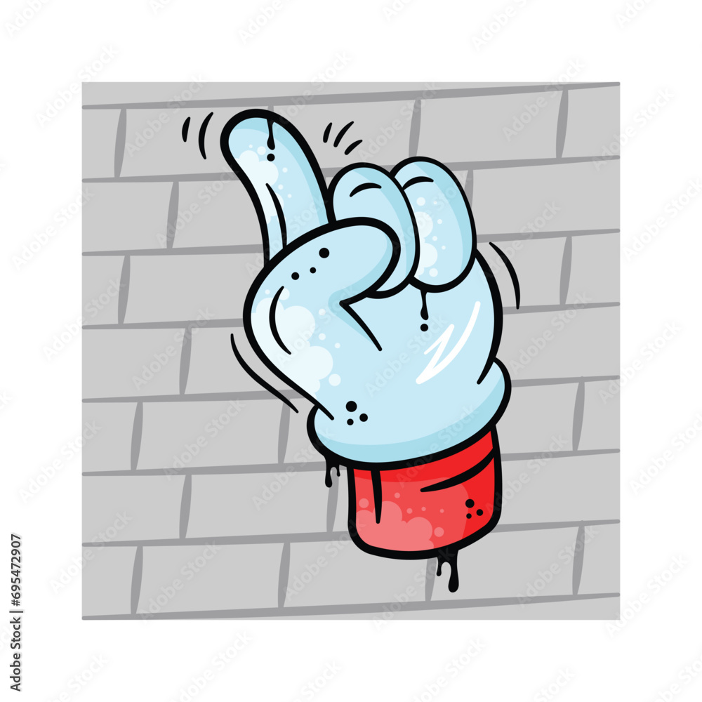 Number one hand finger pointing up, pointing hand gesture, cartoon ...