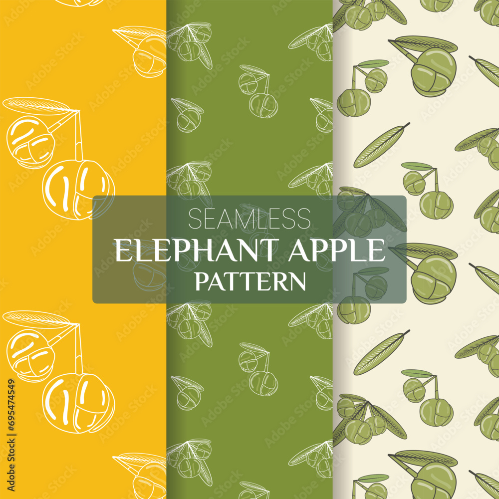 Elephant Apple pattern seamless combo packs wallpaper design for fruit ...