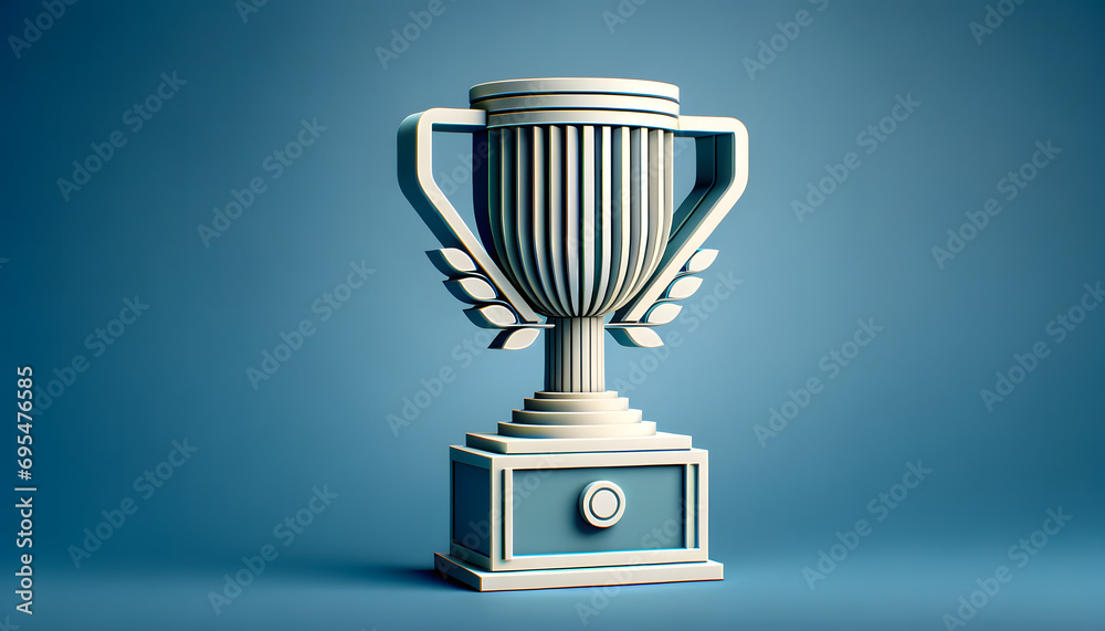 Stylized three-dimensional trophy with a classic design, standing ...