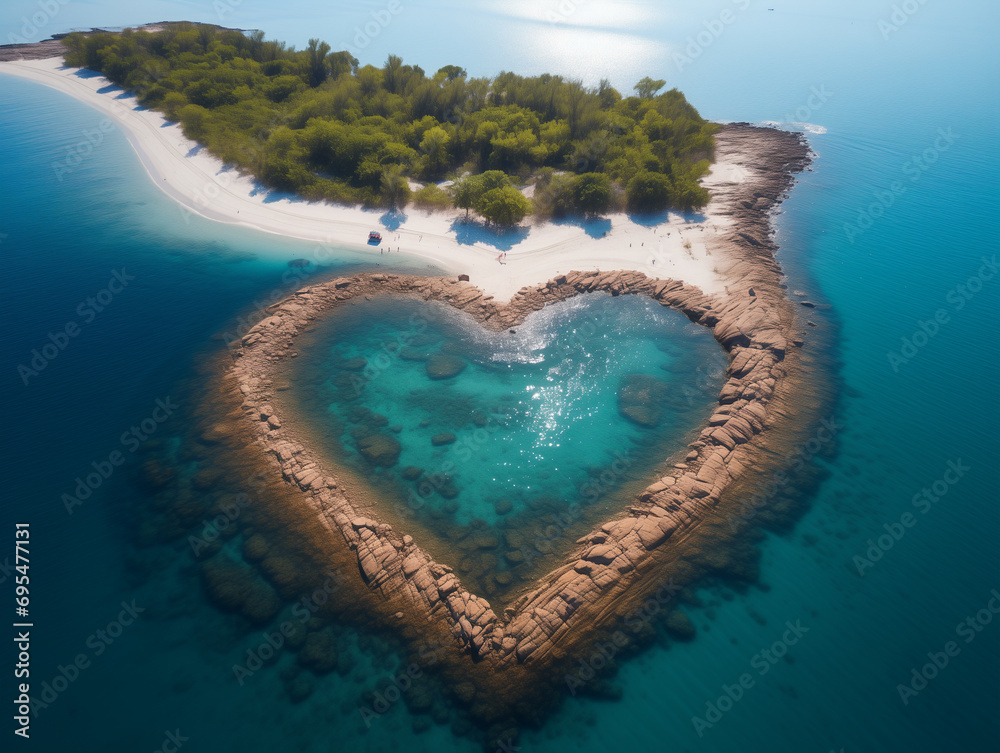Paradise Island in the form of heart beautiful tropical island in the ...