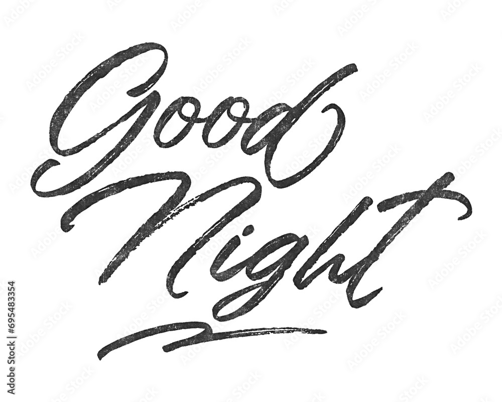 Good Night written in brush script font with marker ink effect isolated ...
