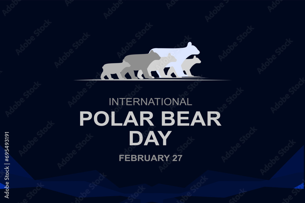 International Polar Bear Day. February 27. Vector illustration of a polar bear standing on an ...