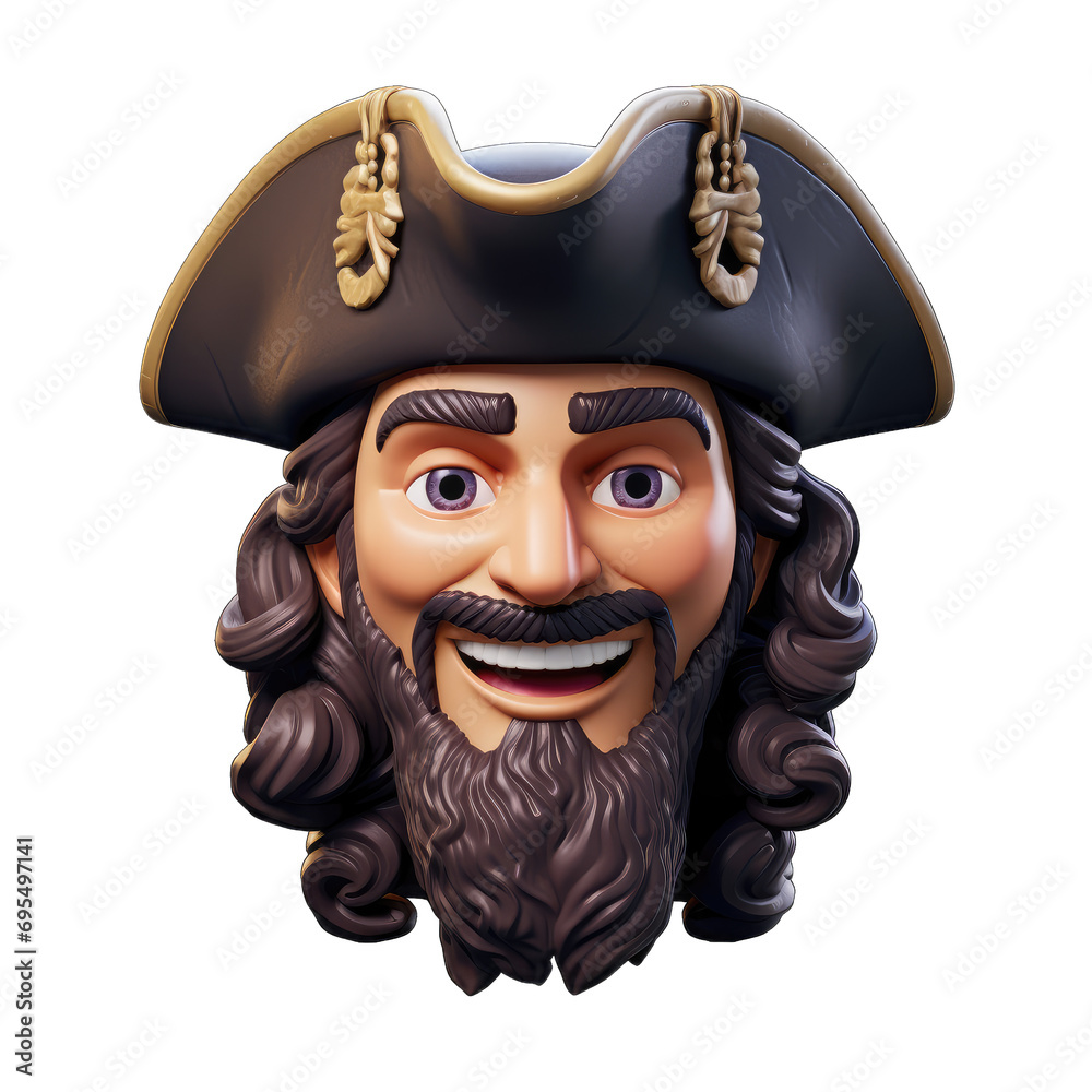 Memoji happy pirate isolated on transparent and white background. PNG ...