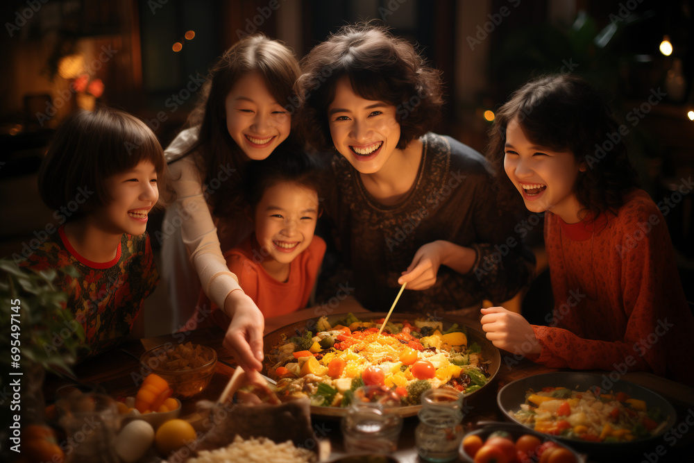 Chinese Family Meal Celebrating the Chinese Lunar New Year 2024, Year ...