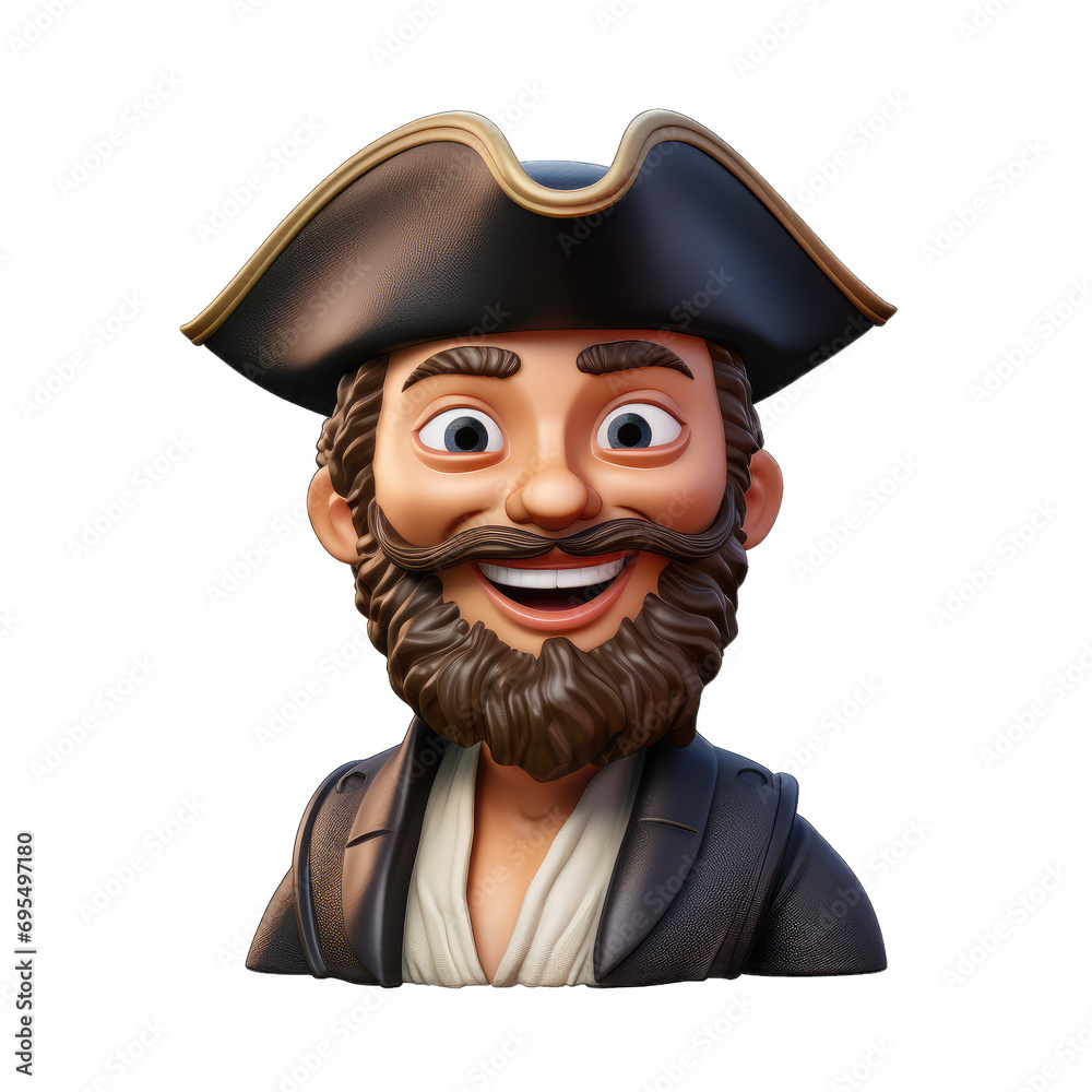 Memoji happy pirate isolated on transparent and white background. PNG ...
