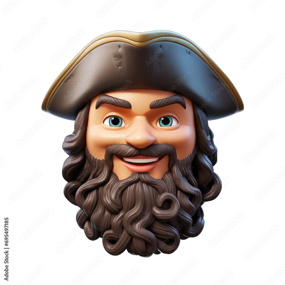 Memoji happy pirate isolated on transparent and white background. PNG ...