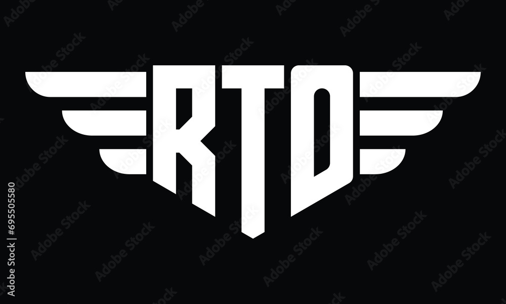 RTO three letter logo, creative wings shape logo design vector template ...