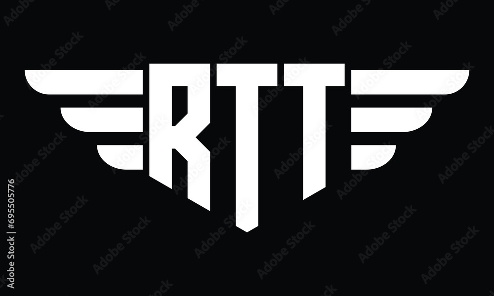 RTT three letter logo, creative wings shape logo design vector template ...