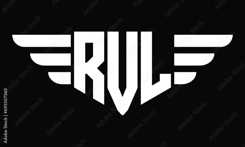 RVL three letter logo, creative wings shape logo design vector template ...