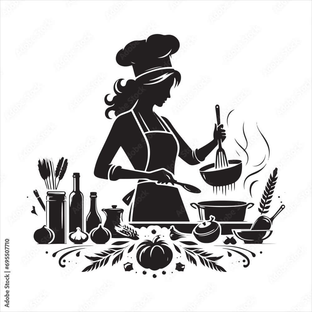 Girl Cooking Silhouette: Moments of Culinary Brilliance Portrayed in ...