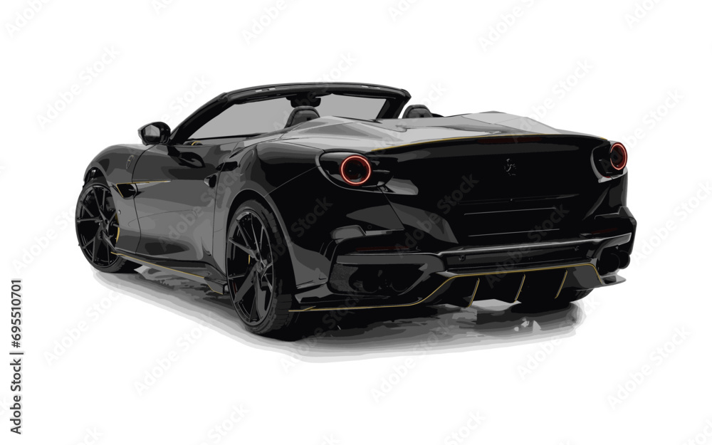 Sport car Ferrari icon. Isolated black convertible sports car. Ferrari ...