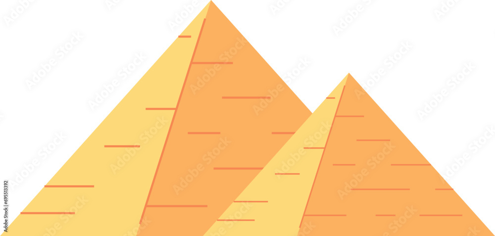 Simple orange flat drawing of the Egyptian historical landmark monument ...
