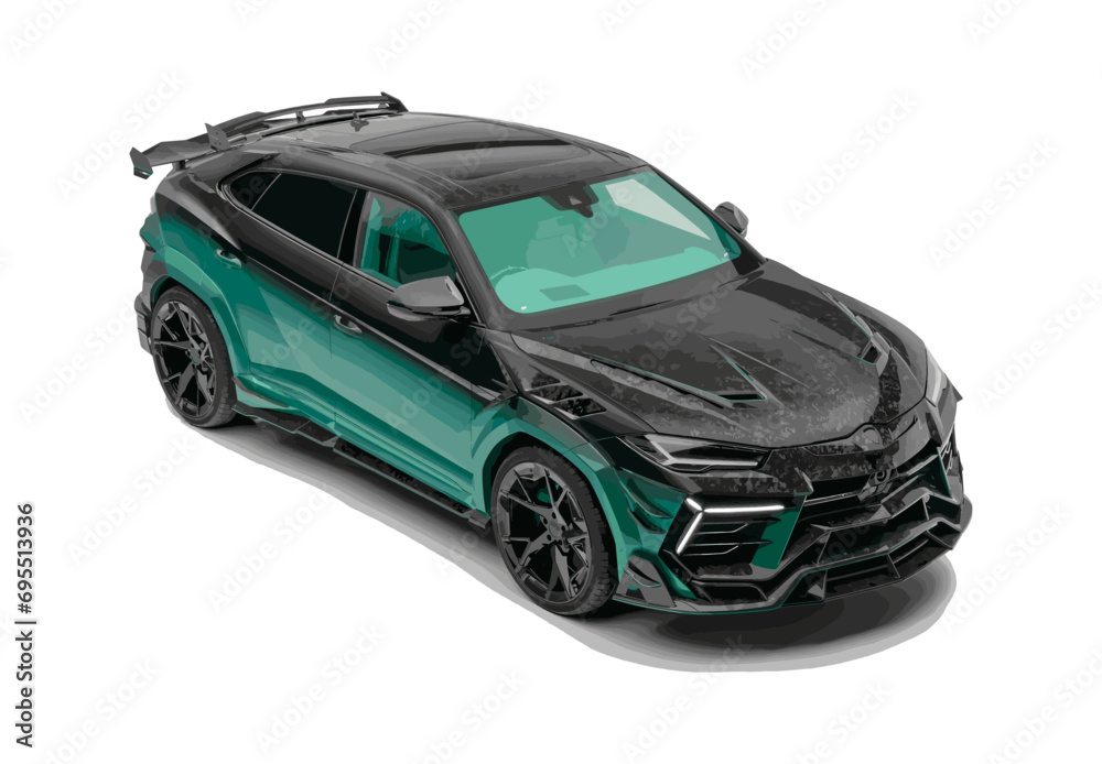 Vetor de Lamborghini car off-road SUV icon. Off road car green and ...