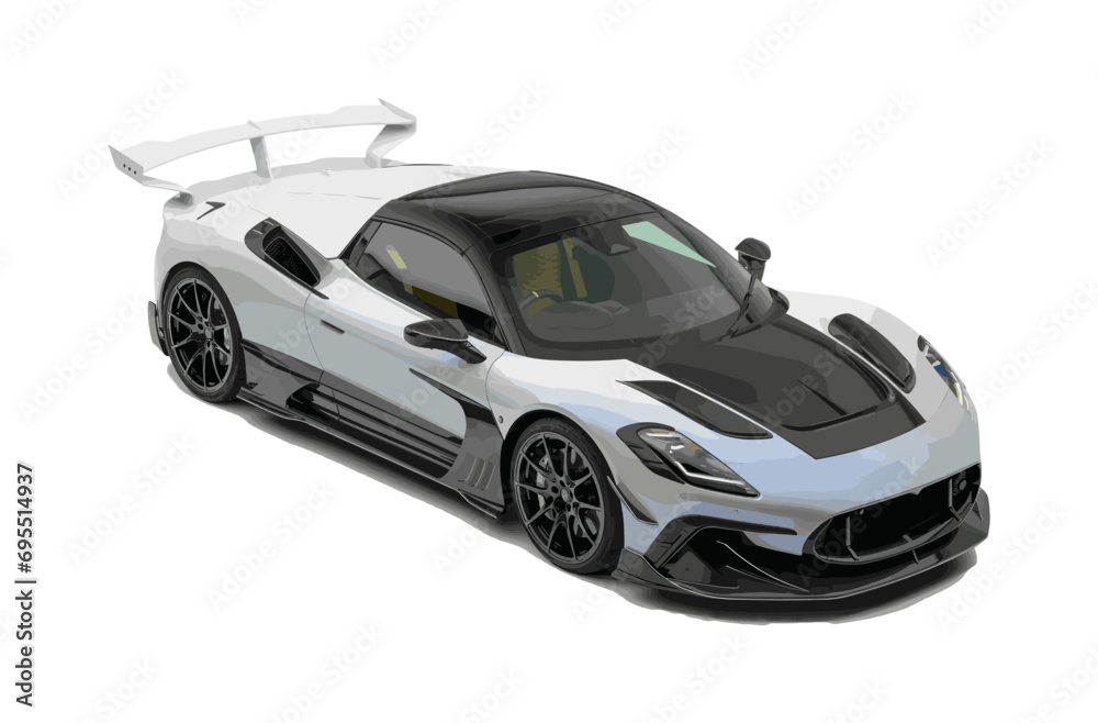 Sport car Maserati auto icon. Maserati MC20 white isolated sport car ...