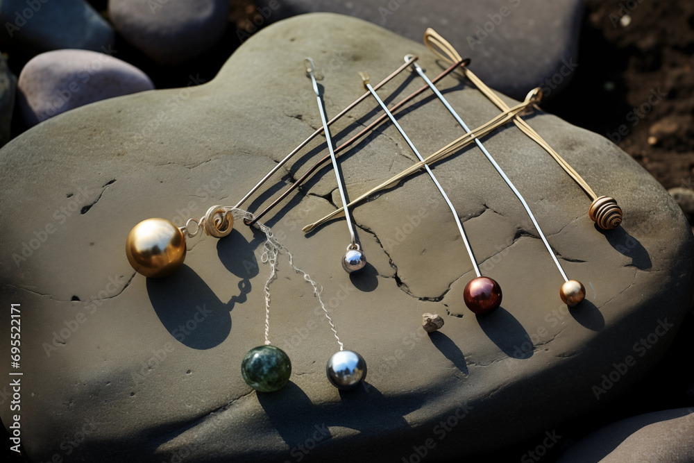 Pendulums and dowsing rods in action, leaving space for divining ...