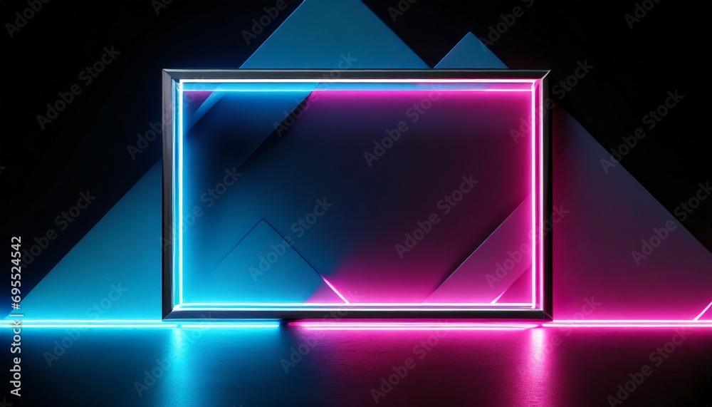 parallelogram rectangle picture frame with two tone neon color shade ...