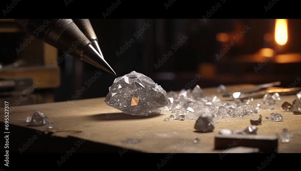 diamond cutting and polishing factory, processes raw diamonds Stock ...