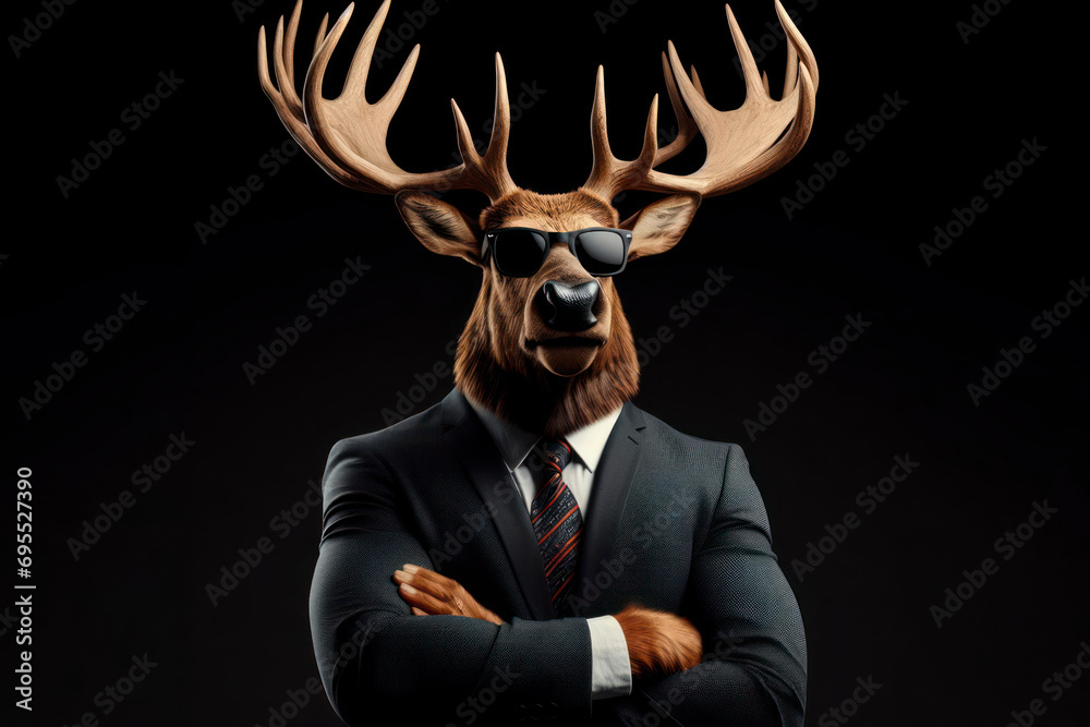 An Anthropomorphic Elk Dressed up as a Cool Business Man in a Suit on ...