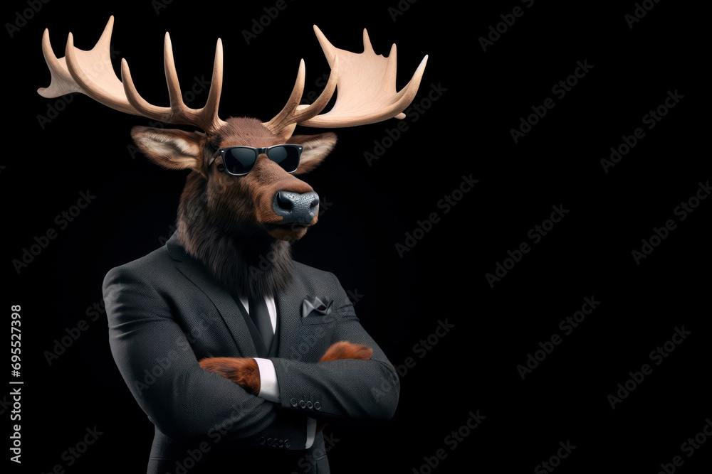 An Anthropomorphic Elk Dressed up as a Cool Business Man in a Suit on ...