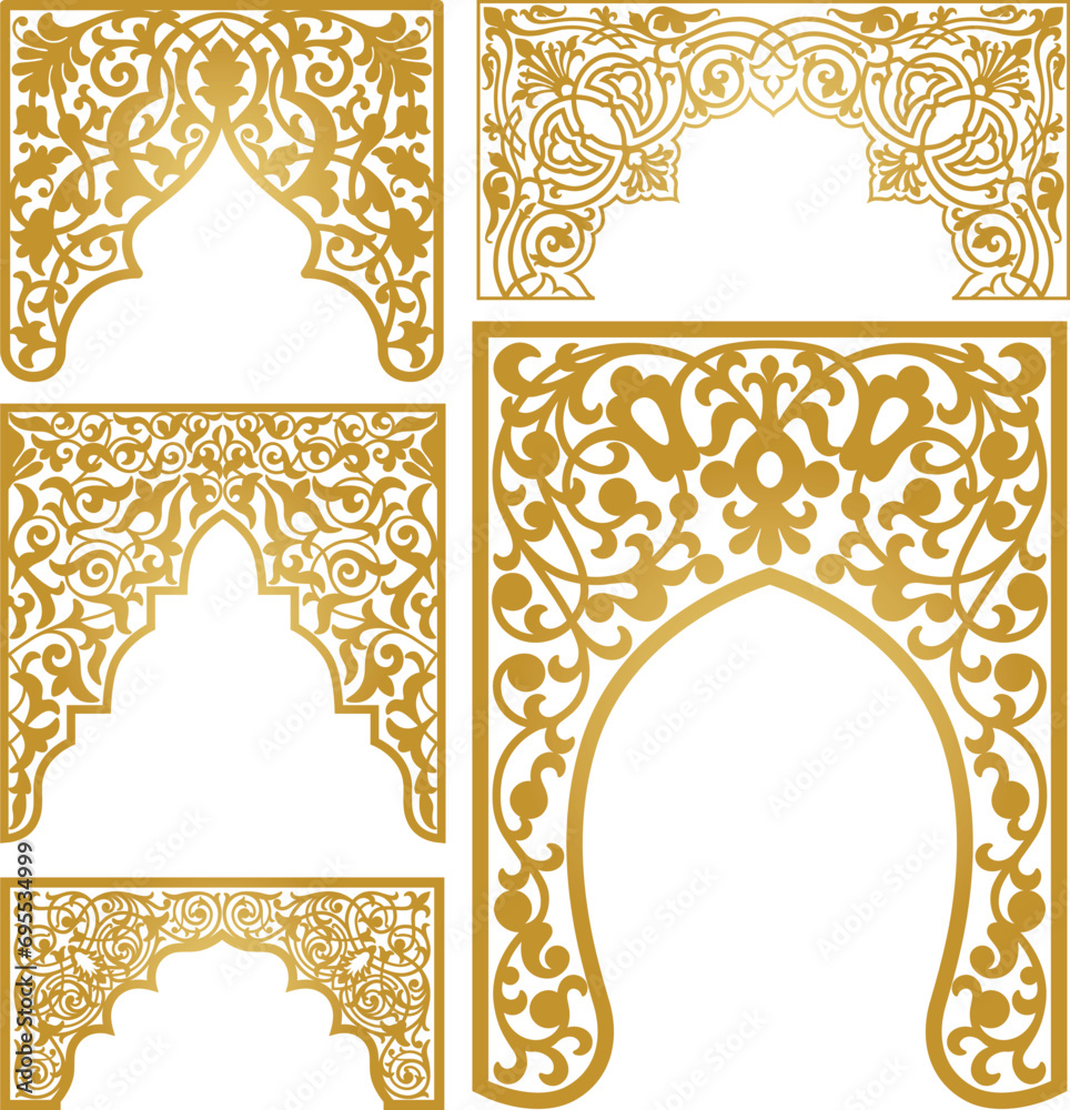 Arabic arches silhouette bundle. Arabian ornament. Digital clipart ...