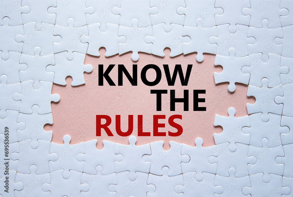 Know the rules symbol. Concept words Know the rules on white puzzle ...