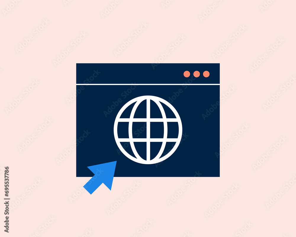 cursor that clicks on the browser with the image of the planet . Vector ...
