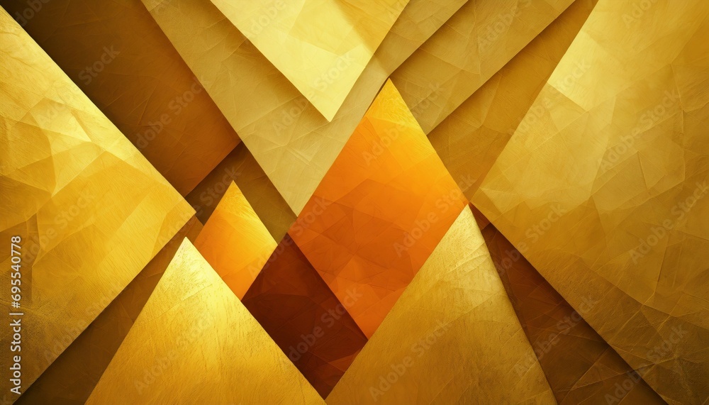 abstract yellow gold background with layers of shapes in random pattern ...
