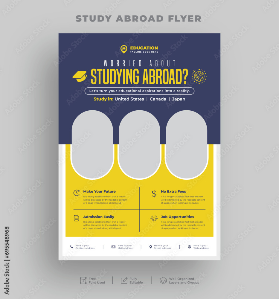 Study abroad flyer, Student visa and School admission flyer, Editable ...