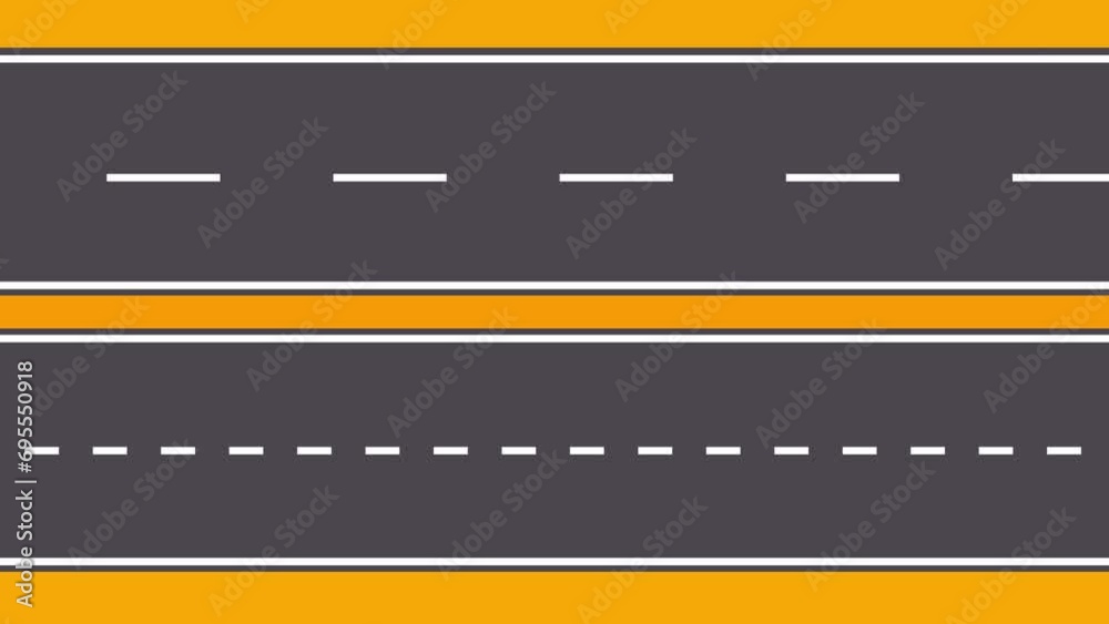 Moving road aerial top view animation. animated highway driving. Stock ...