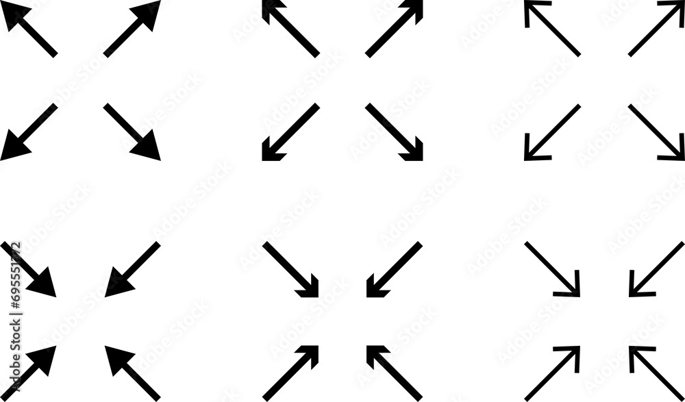 Full Screen And Exit Full Screen Icon Set Png Stock Illustration Adobe Stock