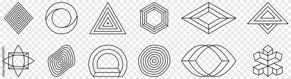 Set of impossible shapes icons. Looped unreal forms. Vector ...
