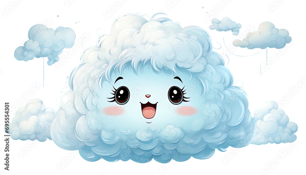 Fluffy cute cloud clipart, cloud shapes graphics, sky background ...