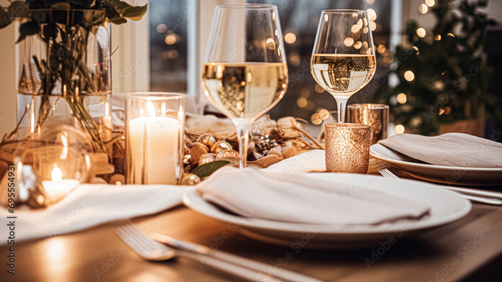 Festive date night tablescape idea, dinner table setting for two and ...