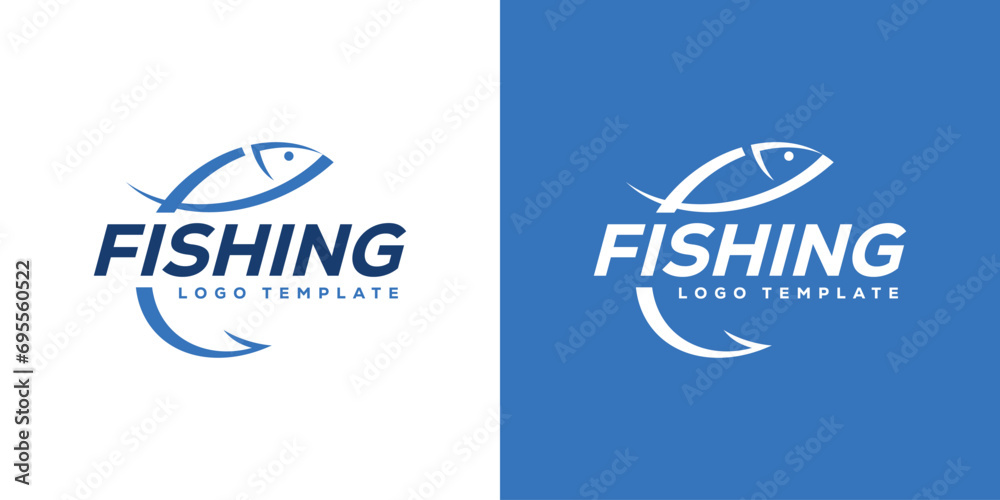 Simple Fishing Logo. Hook Eye Fish Hunter Logo Design Template. Stock ...