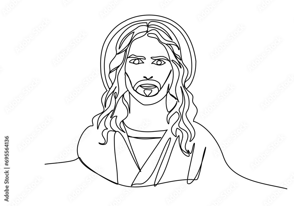Jesus Christ one line drawing vector illustration. Stock Vector | Adobe ...