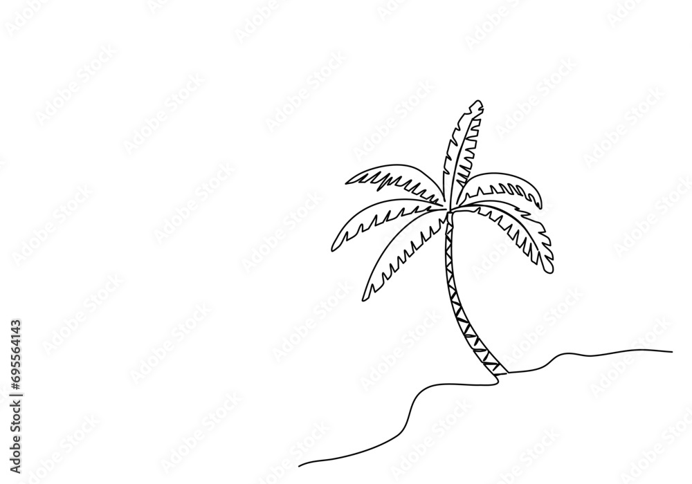 Palm one line drawing vector illustration. Stock Vector | Adobe Stock
