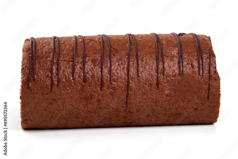 Chocolate roulade cake, isolated on white background. Stock Photo ...