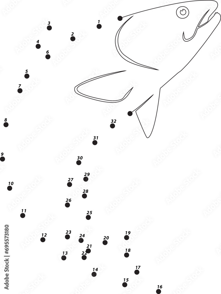 Vecteur Stock Dot to dot game. Cute shark fish. Cartoon sea animals ...