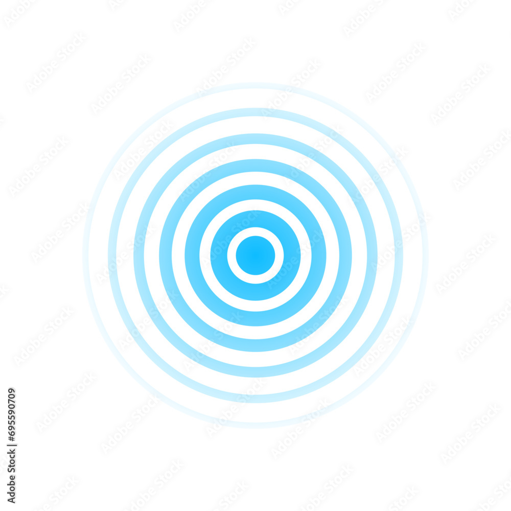 Circle radar wave. Sound ripple icon. Blue effect pulse isolated on ...