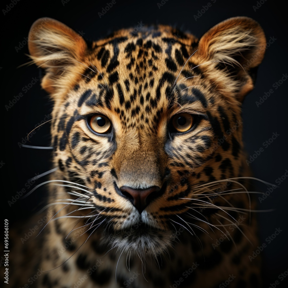 Wild Intensity: A close-up of a leopard's face, capturing the untamed ...