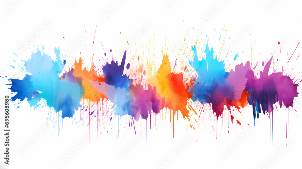 Abstract watercolor spray paint brush strokes, multiple paint splashes ...